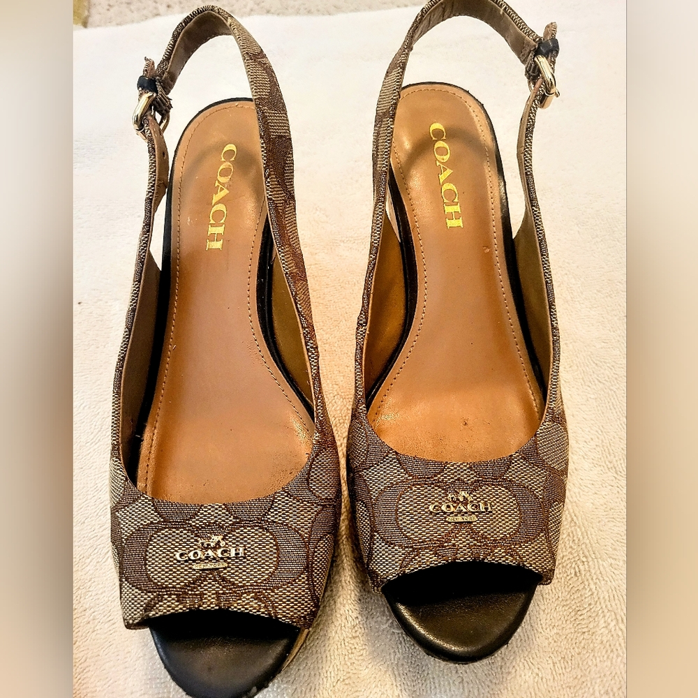 Coach Signature Slingback Wedge Sandals - Gem